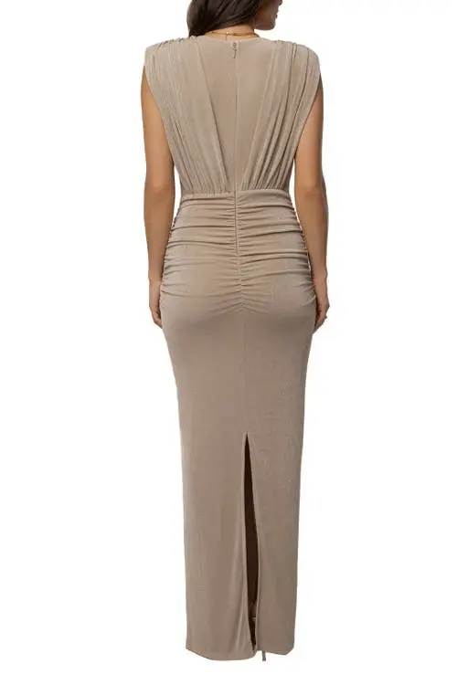 JLUXLABEL Palma Plunge Maxi Dress - Stone