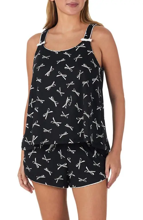 Kate Spade New York Boxer Pajama Tank And Shorts Set - Black/ivory