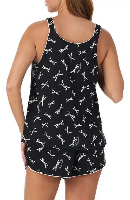 Kate Spade New York Boxer Pajama Tank And Shorts Set - Black/ivory