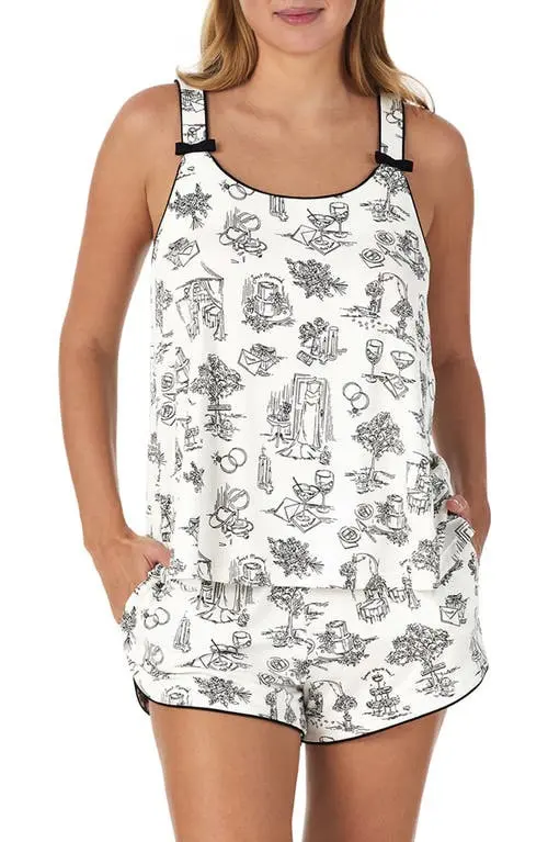 Kate Spade New York Boxer Pajama Tank And Shorts Set - White/black
