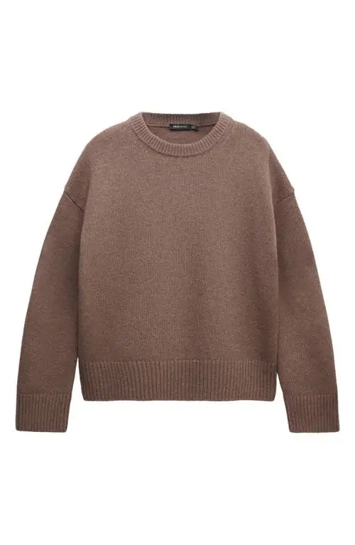 Mango Rounded Neck Wool Blend Sweater - Medium Brown