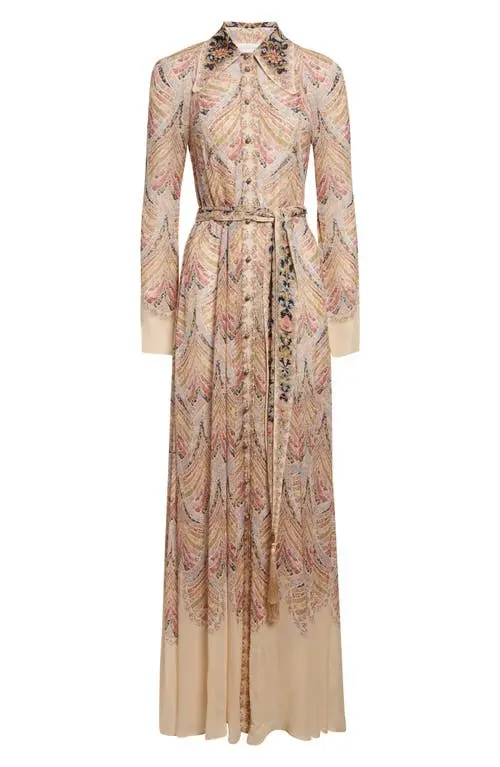 Zimmermann Valiant Deco Print Long Sleeve Maxi Shirtdress - Deco Multi