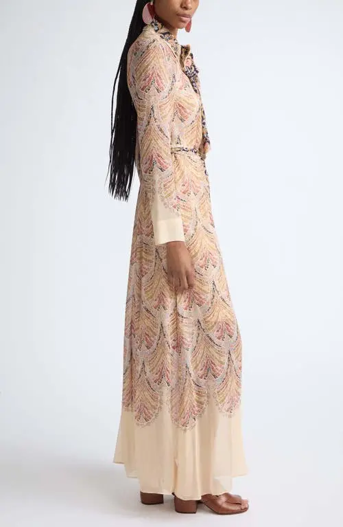 Zimmermann Valiant Deco Print Long Sleeve Maxi Shirtdress