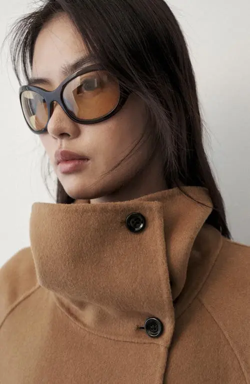 Mango Detachable Scarf Wool Blend Coat