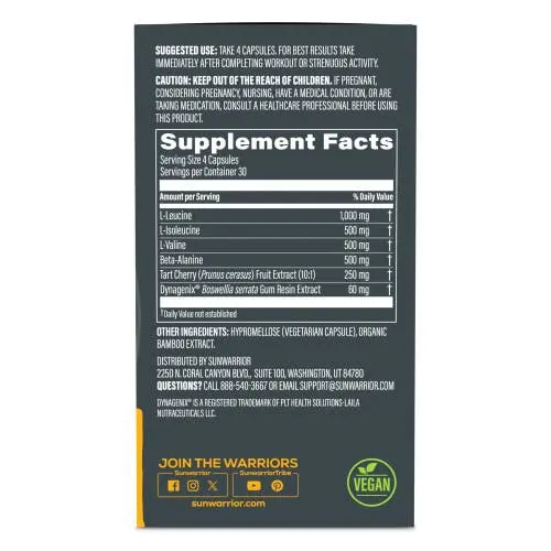 SUNWARRIOR Active Power & Recovery Capsules 120ct