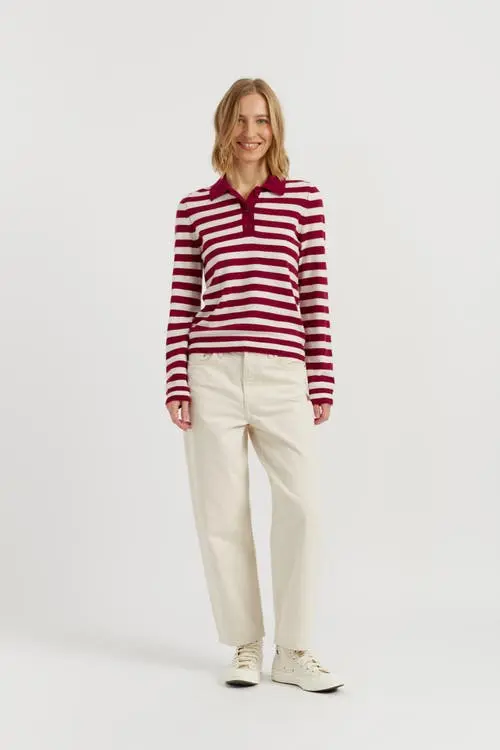 Chinti & Parker Wool-cashmere Stripe Collared Sweater
