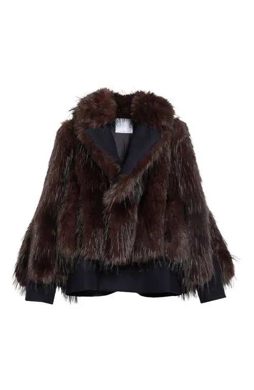 Sacai Wool Melton & Faux Fur Jacket
