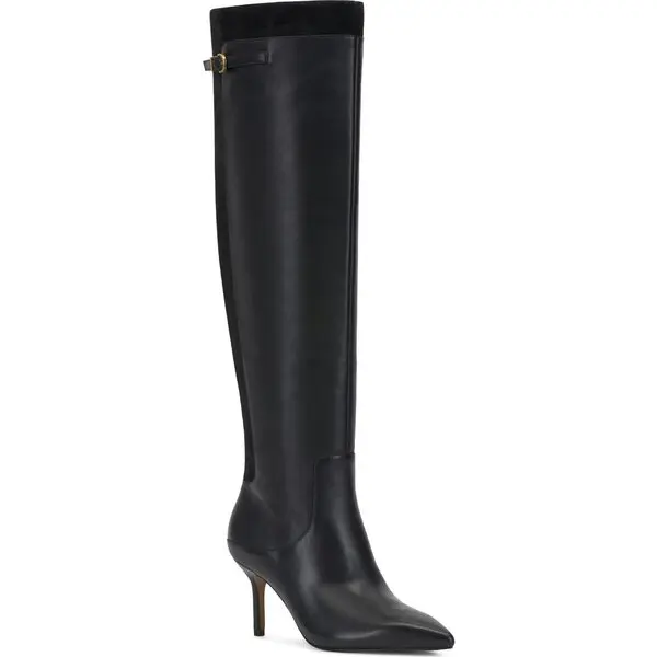 Vince Camuto Meleis Croc Embossed Knee High Boot - Black