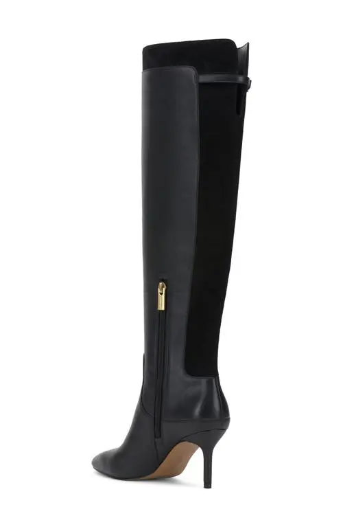 Vince Camuto Meleis Croc Embossed Knee High Boot - Black