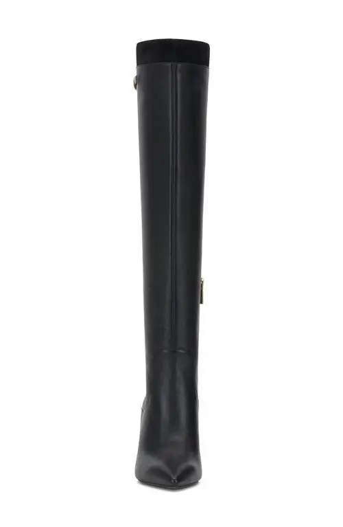 Vince Camuto Meleis Croc Embossed Knee High Boot - Black