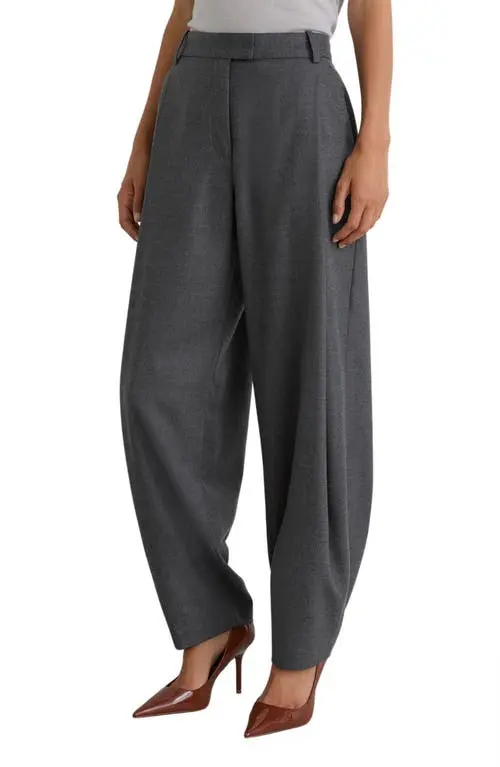 REISS Aries Pleated Barrel Leg Wool Blend Pants