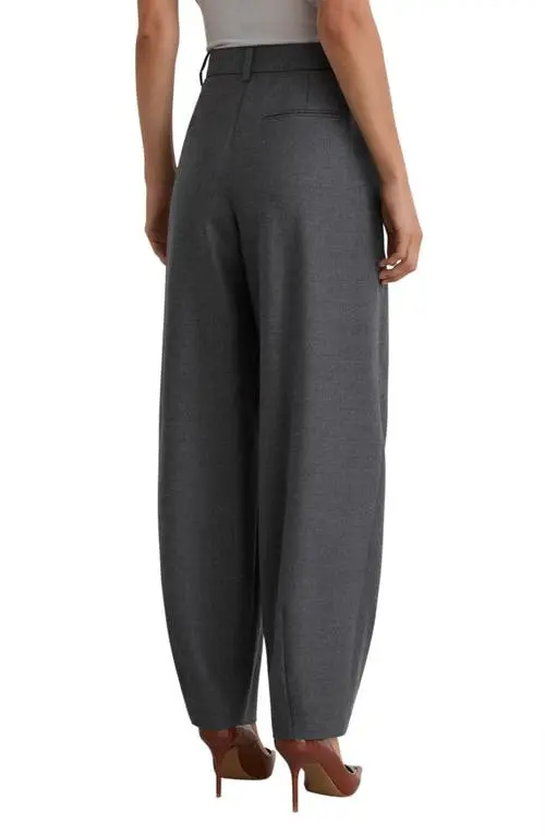 REISS Aries Pleated Barrel Leg Wool Blend Pants
