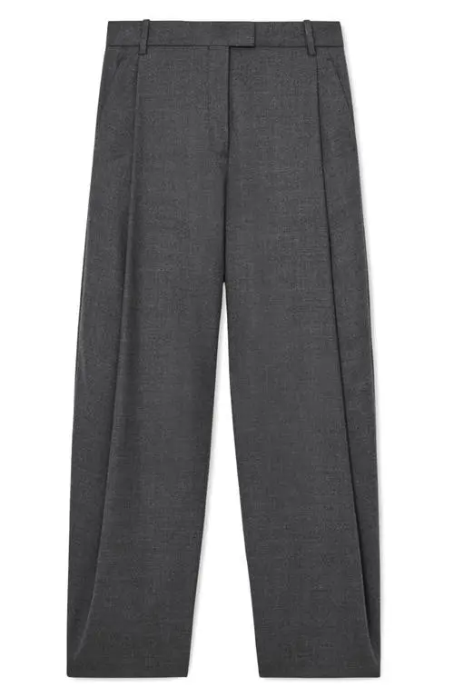 REISS Aries Pleated Barrel Leg Wool Blend Pants