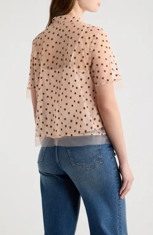 The Great. The Cotillion Polka Dot Mesh Top