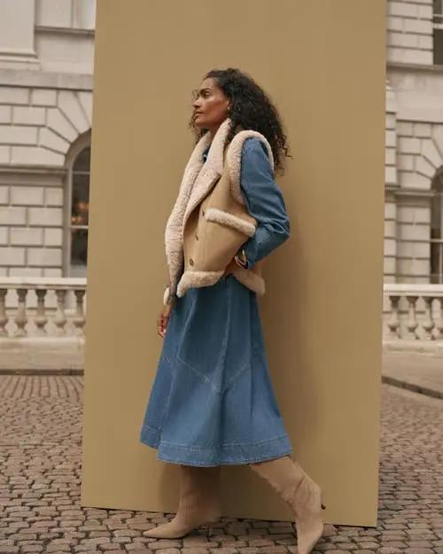 Mint Velvet Suede Faux Fur Vest