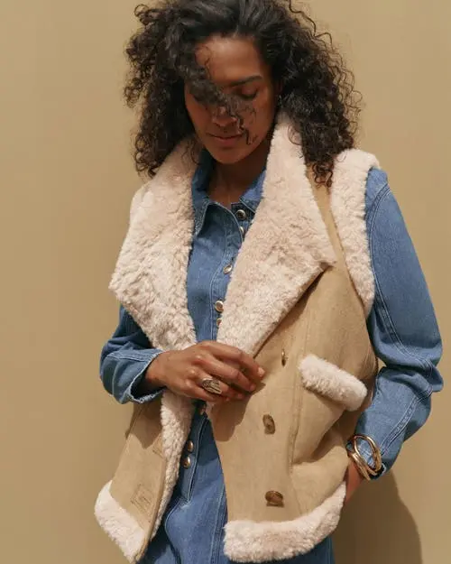 Mint Velvet Suede Faux Fur Vest