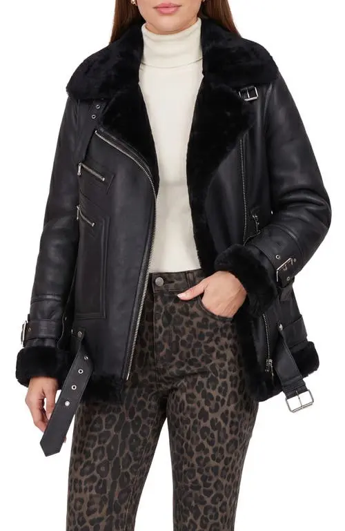 Gorski Genuine Shearling Moto Zip Jacket
