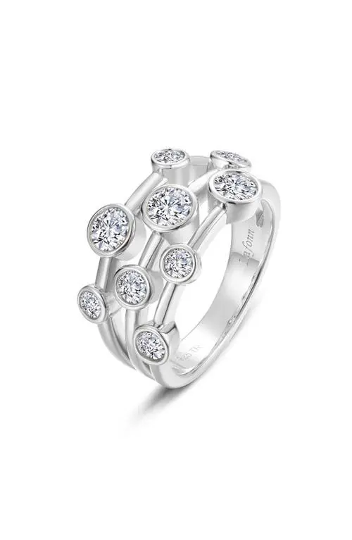 Lafonn Classic Simulated Diamond Bubble Cluster Bezel Ring - White/silver