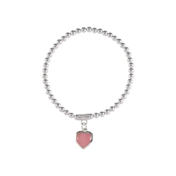 VON TRESKOW Stretchy Bracelet With Pink Opal Heart