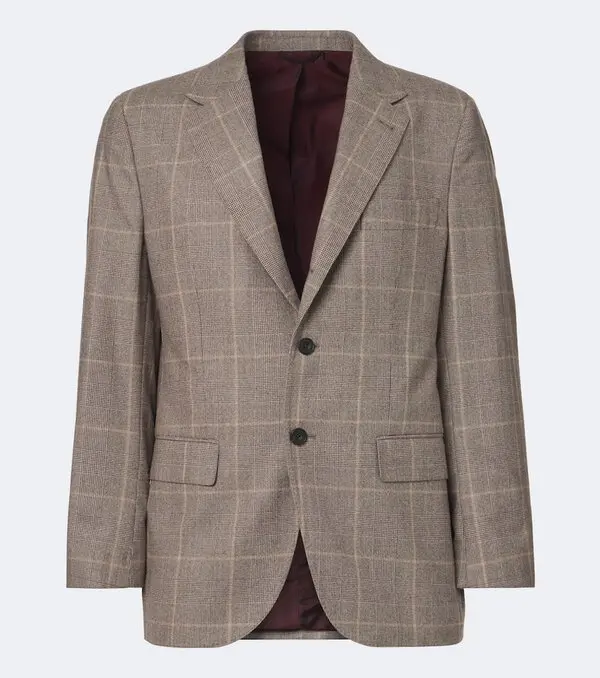 Rubinacci Checked Virgin Wool Blazer - Brown