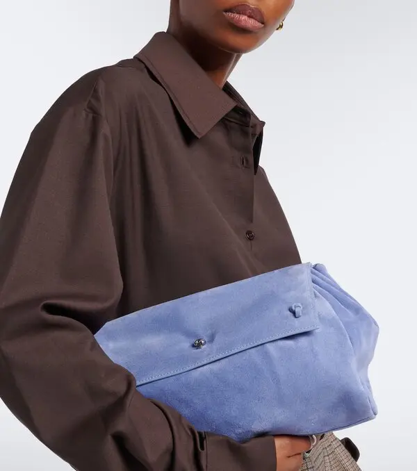 Staud Cy Medium Suede Clutch