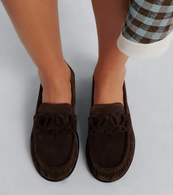 Loewe Double L Suede Loafers