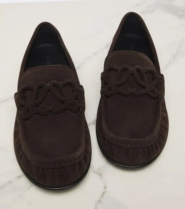 Loewe Double L Suede Loafers