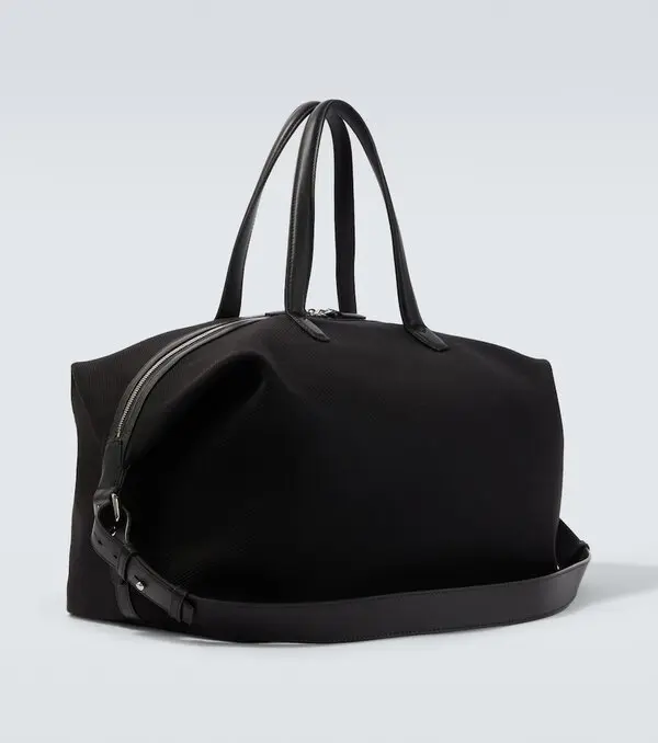 Brioni Leather-trimmed Canvas Duffel Bag