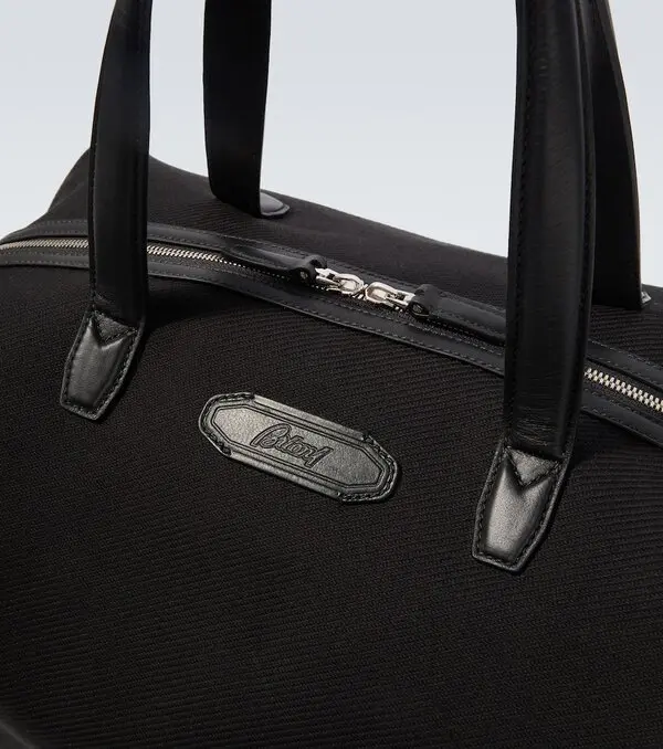 Brioni Leather-trimmed Canvas Duffel Bag