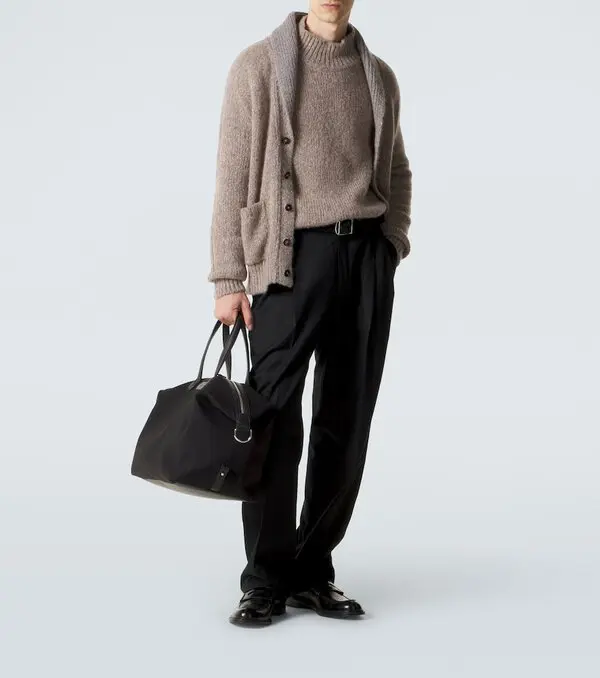 Brioni Leather-trimmed Canvas Duffel Bag