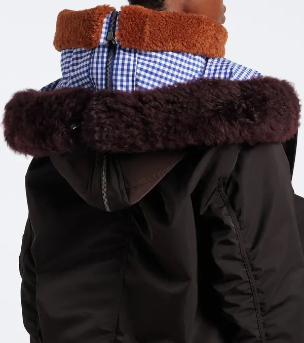 Loewe Gingham Hooded Layered Technical Jacket