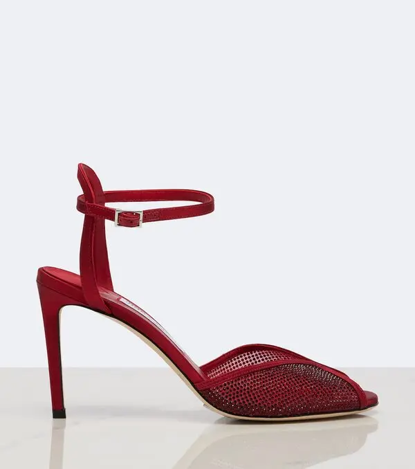 JIMMY CHOO Sacora Crystal-embellished Sandals - Red