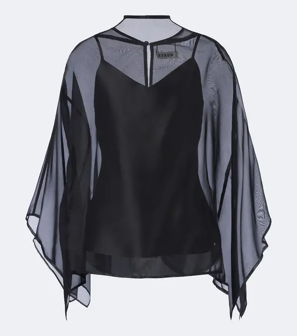Staud Fia Draped Silk Organza Top
