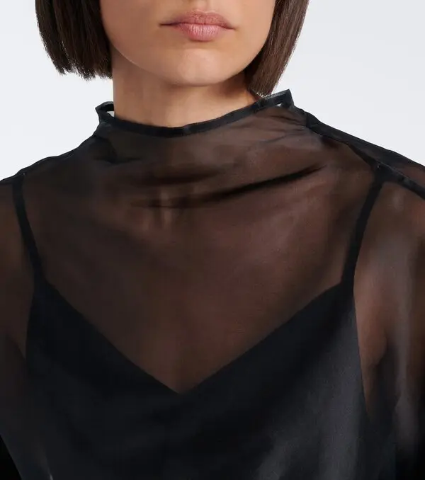Staud Fia Draped Silk Organza Top