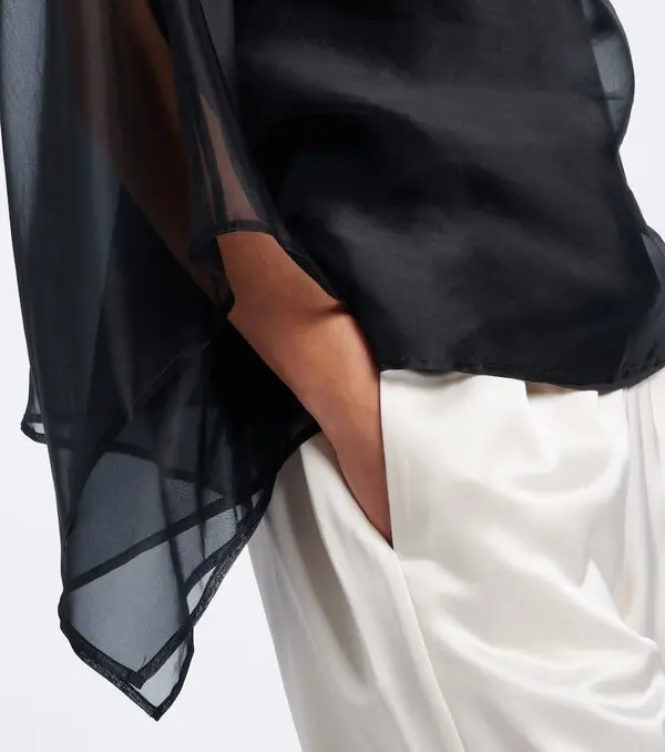 Staud Fia Draped Silk Organza Top