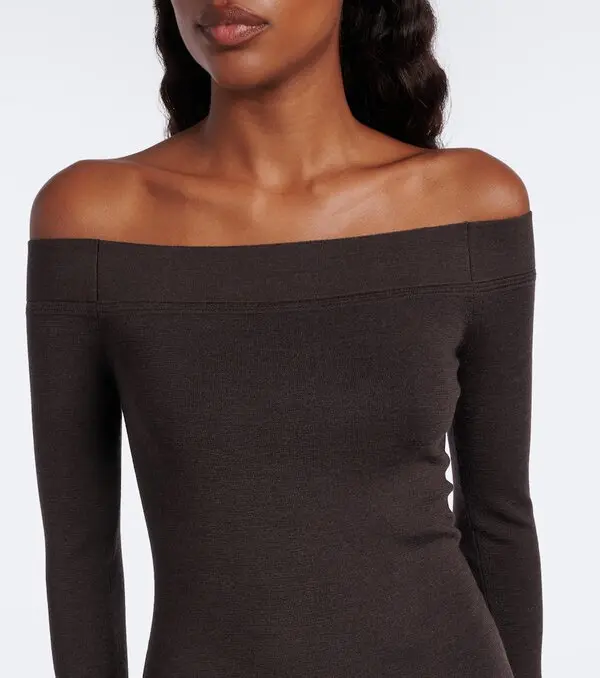 TOM FORD Off-shoulder Wool And Silk Midi Dress