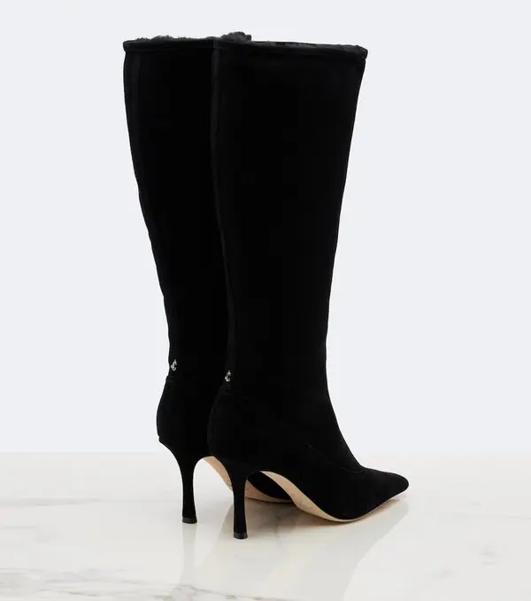 JIMMY CHOO Jozi Shearling-lined Suede Knee-high Boots