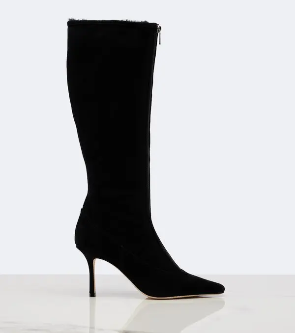 JIMMY CHOO Jozi Shearling-lined Suede Knee-high Boots