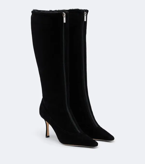 JIMMY CHOO Jozi Shearling-lined Suede Knee-high Boots