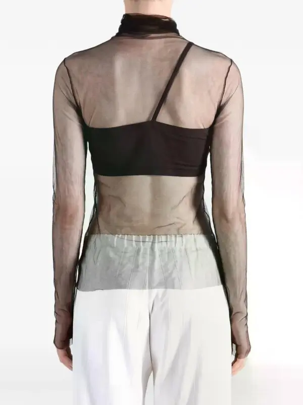 CORTANA Cisne Sheer High-neck Top