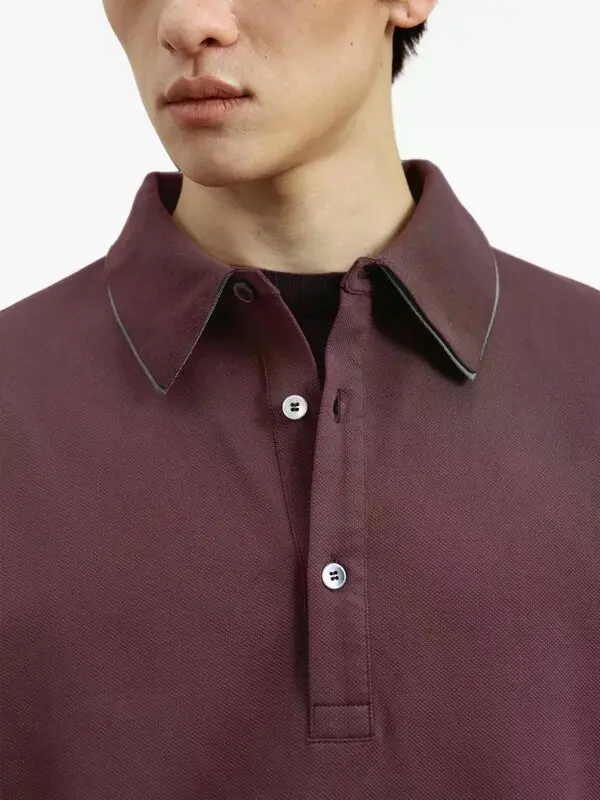 CROQUIS Layered-effect Long-sleeve Polo Shirt