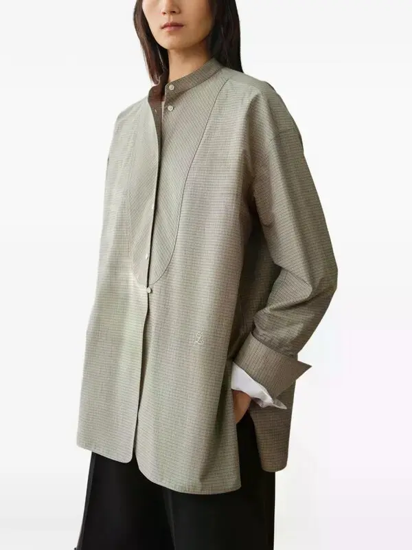 LESS Check Mandarin-collar Shirt