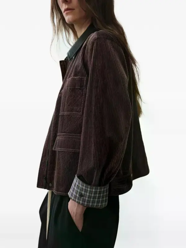 LESS Leather-collar Corduroy Jacket
