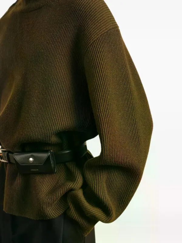 CROQUIS Button-shoulder Ribbed Sweater
