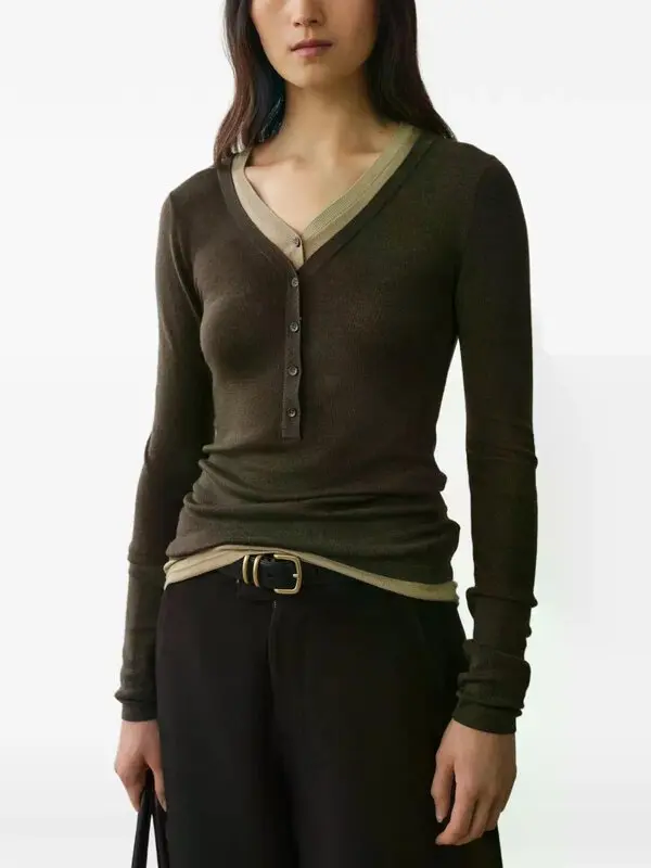 LESS Layered-effect Button-placket Sweater
