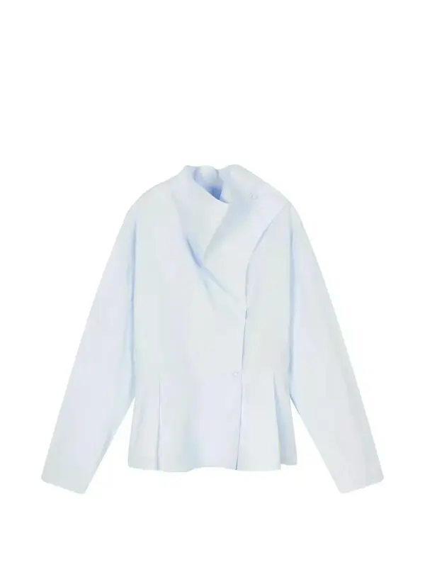 LESS Wrap-collar Peplum-hem Shirt