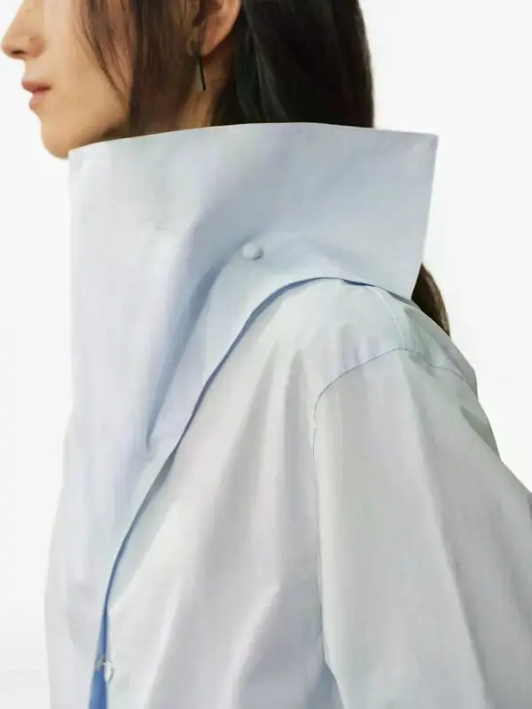 LESS Wrap-collar Peplum-hem Shirt
