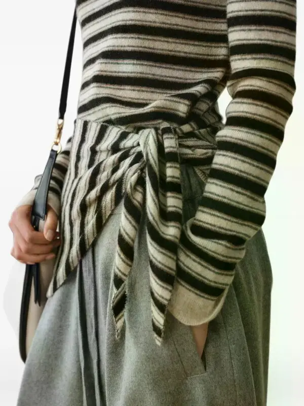 LESS Striped Tie-waist Sweater