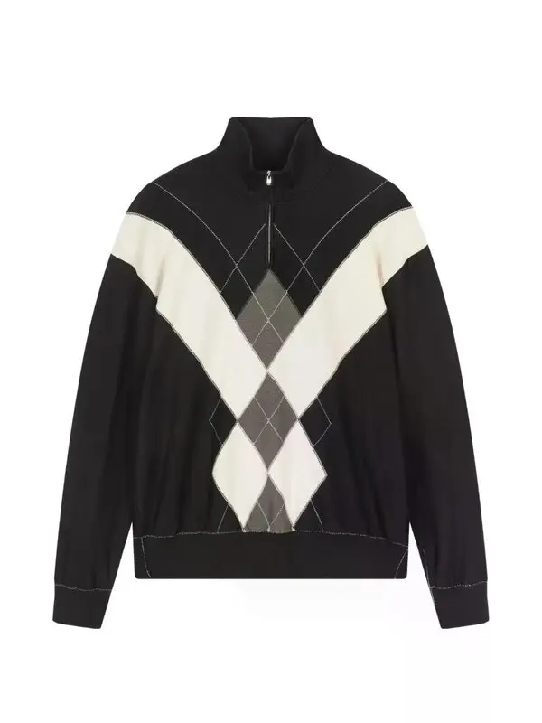 CROQUIS Argyle-jacquard Half-zip Sweater