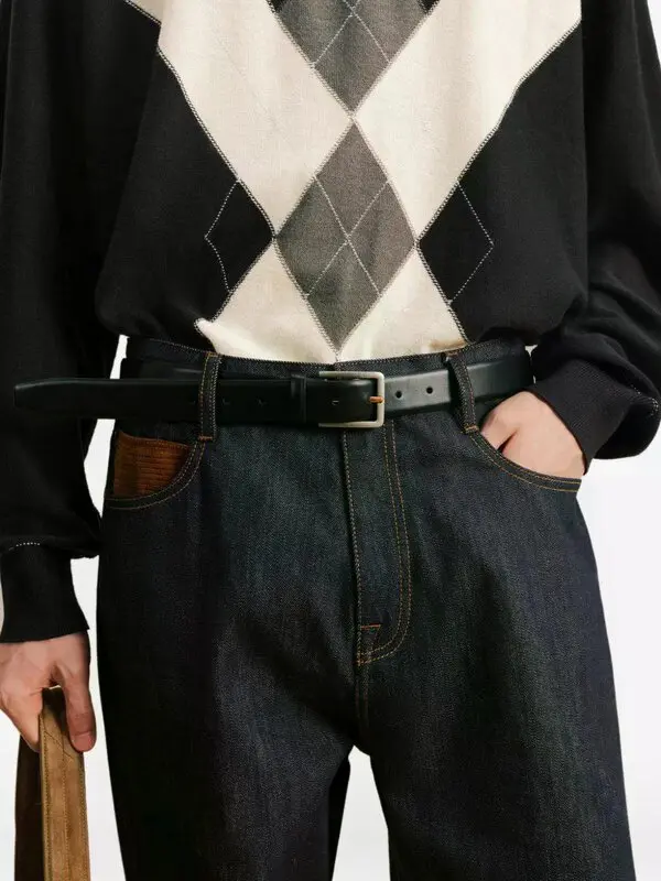 CROQUIS Argyle-jacquard Half-zip Sweater